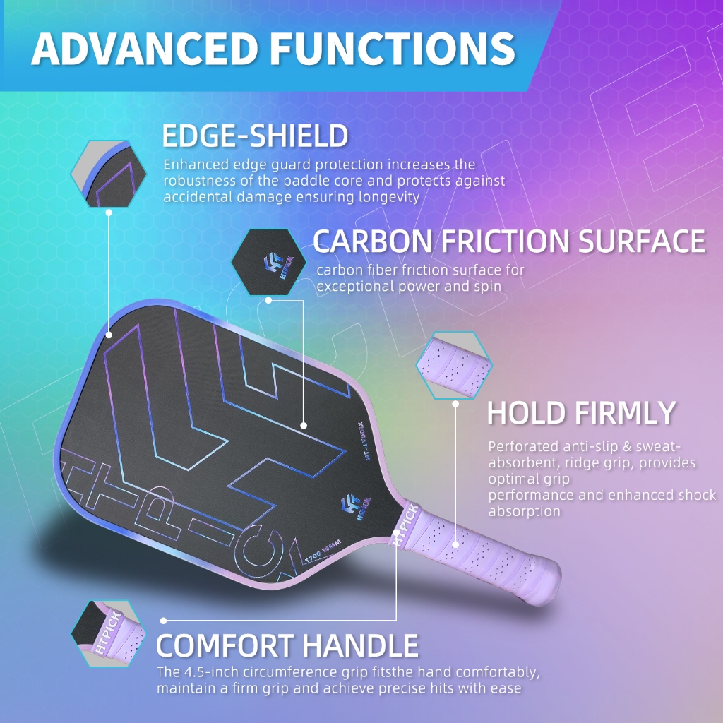 HTPick Pickleball Paddle T700 Carbon Fibre USAPA Approved Racket Bat ...