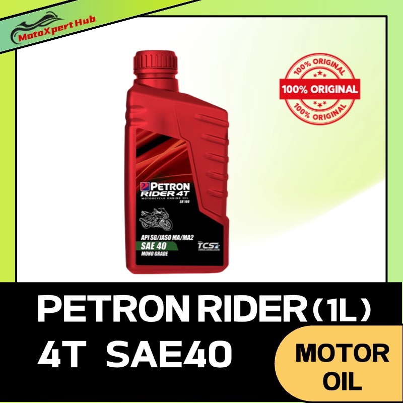 Petron Rider 4T SAE40 Motorcycle Engine Oil (Mono Grade) API SG/JASO MA ...