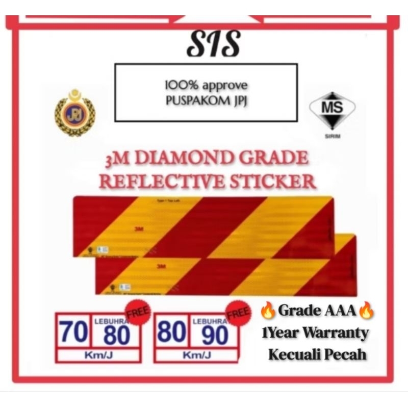 GREAT A & AAA 3M DIAMOND GRADE REFLECTIVE STICKER ** (AAA)MONEY BACK ...