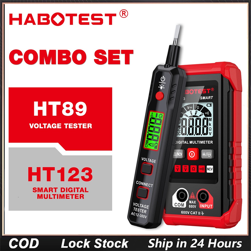 HABOTEST📢HT123+HT89 Smart Digital Multimeter AC/DC Voltage Resistance ...