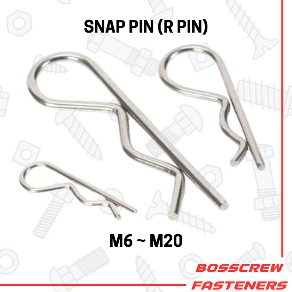 Zinc (White) - Snap Pin (R Pin) M6 M8 M10 M12 M14 M16 M18 M20 | Shopee ...