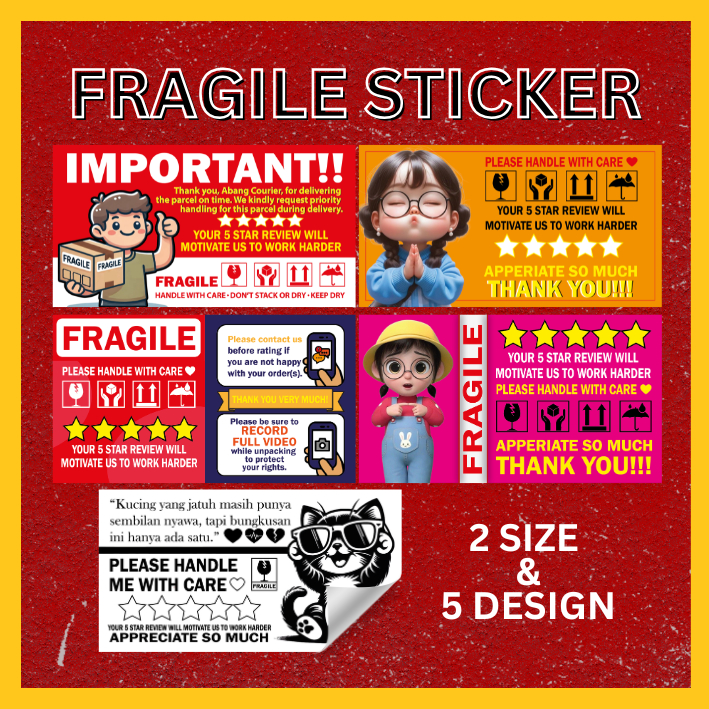 Fragile Sticker Cute | Sticker Mudah Pecah | Warning Label Fragile ...