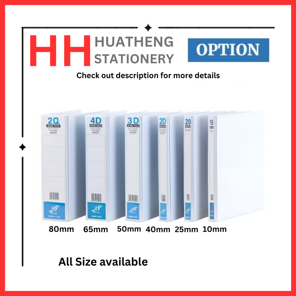 F&1 2D Ring File White PVC File A4 File /3D/4D Ring Binder/Fail putih ...