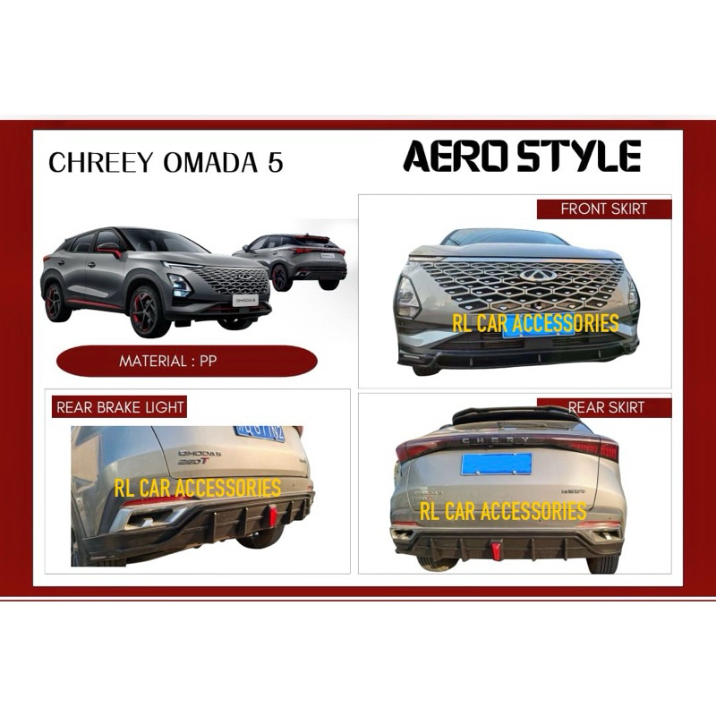 Chery omoda 5 aero bodykit body kit front rear skirt lip diffuser ...