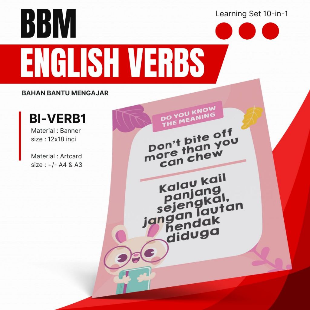 English Verbs Set / BBM Bahan Bantu Mengajar ENGLISH / size : 12x18 ...