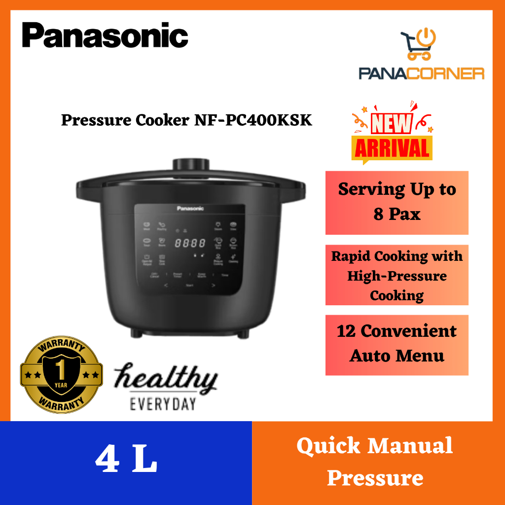 Panasonic 4L Pressure Cooker NF-PC400KSK- Easy & Nutritious One-Pot ...