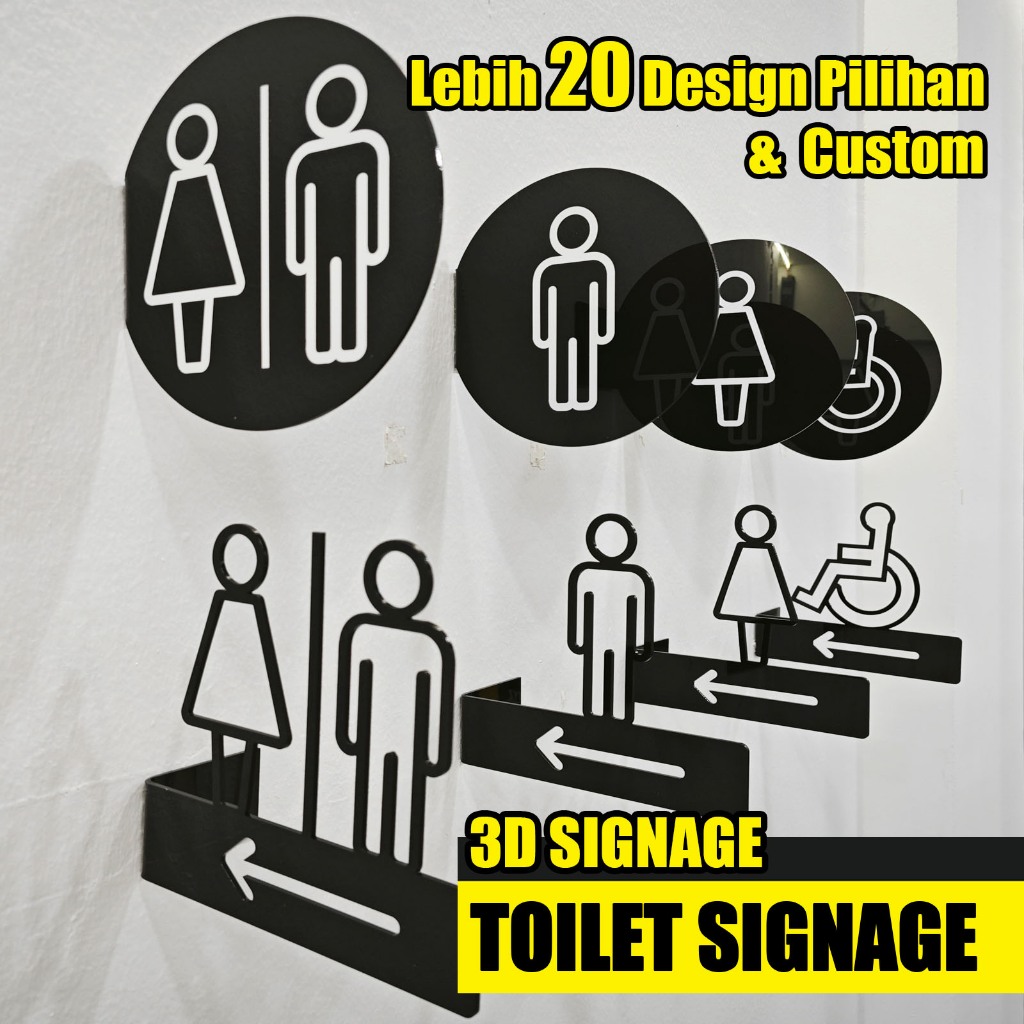 Tandas Toilet Signage 3D Papan Tandas Toilet Arrow OKU Tandas / AS08 ...