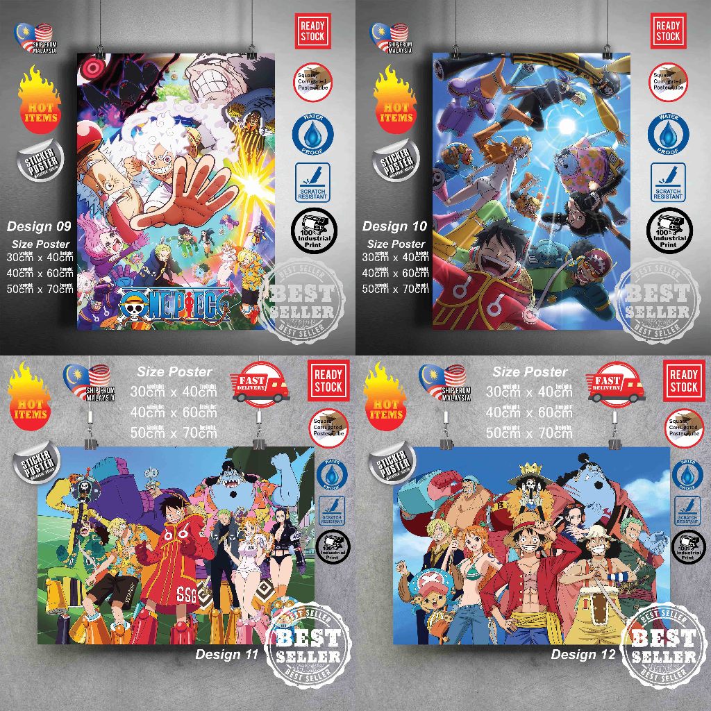 【READY STOCK】One Piece Poster egghead arc Luffy Mugiwara Straw Hat ...