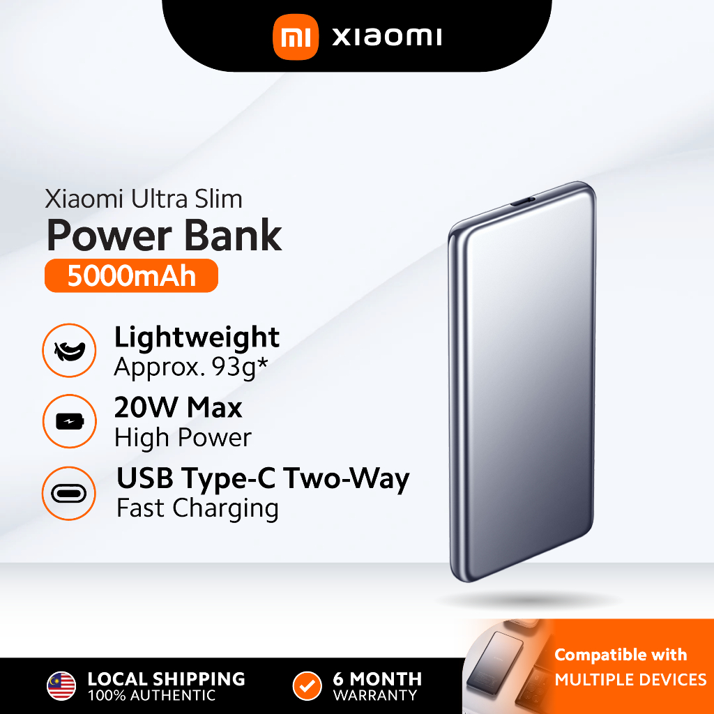 Xiaomi Ultra Slim Power Bank 5000mAh | Compact & Light Weight | 20W MAX ...