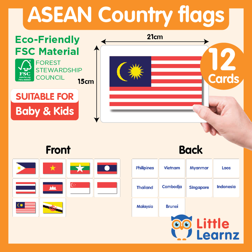 Big Flash Card (ASEAN Country Flags) 12 Cards 15x21cm Early Development ...