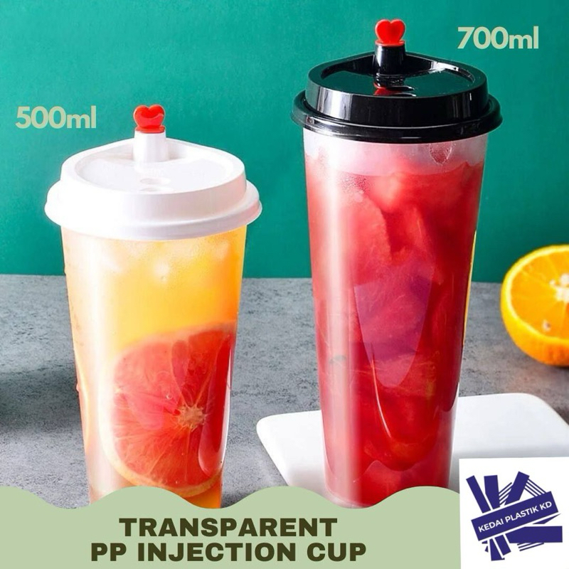 50pcs INJECTION CUP PP CLEAR (with black heart shape lid) | Shopee Malaysia