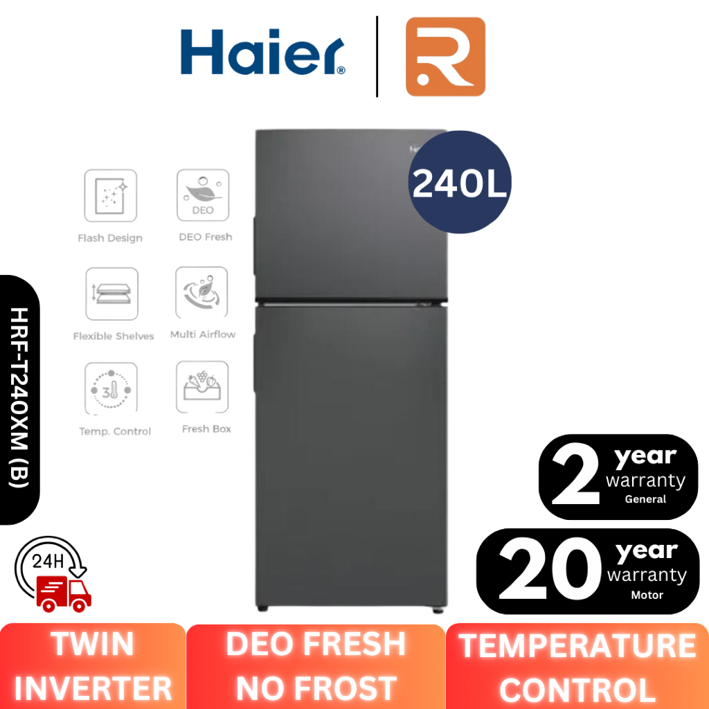 HAIER 240L 2 Doors Top Mount Refrigerator HRF-T240XM(B) | Shopee Malaysia