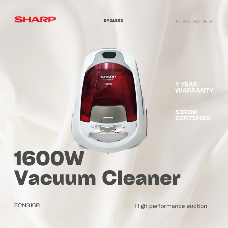 SHARP Bagless 1600W Vacuum Cleaner ECNS16R HEPA Filter Powerful Suction ...