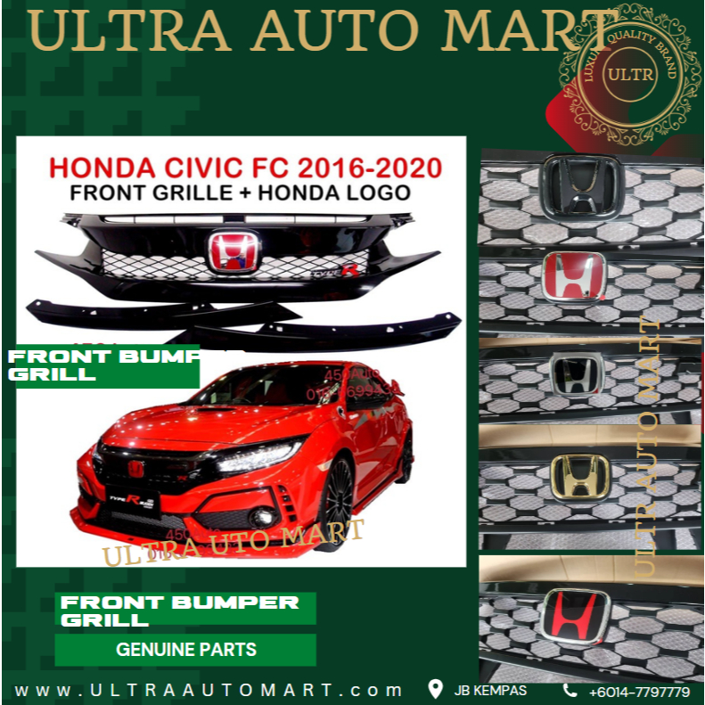 HONDA CIVIC FC Type R FRONT BUMPER GRILLE JDM Sport Racing Style Grill ...