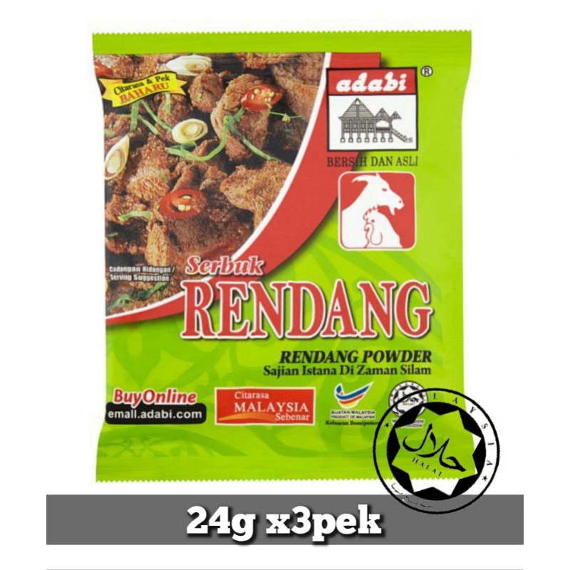 ADABI Halal Halal ☑️ Combo x3 Serbuk Rendang / Rendang Powder 24g ...