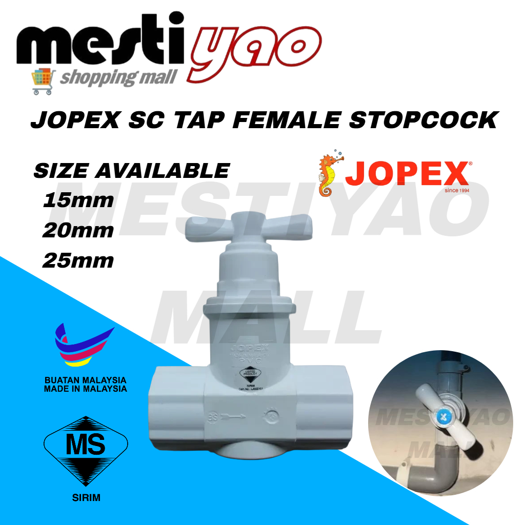 Jopex 15/20/25mm SC Tap Female Stopcock (SIRIM Approved)/Injap Stopcock ...