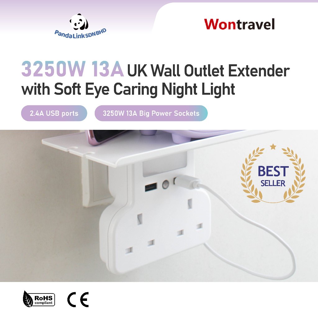 WONTRAVEL Multipurpose Wall Outlet Extender / Wall Extension with Soft ...
