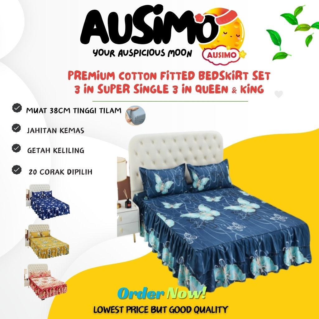 #CRK2 AUSIMO 🔥Premium Cotton 🔥 3IN1 Cadar Ropol Set Super Single/Queen ...
