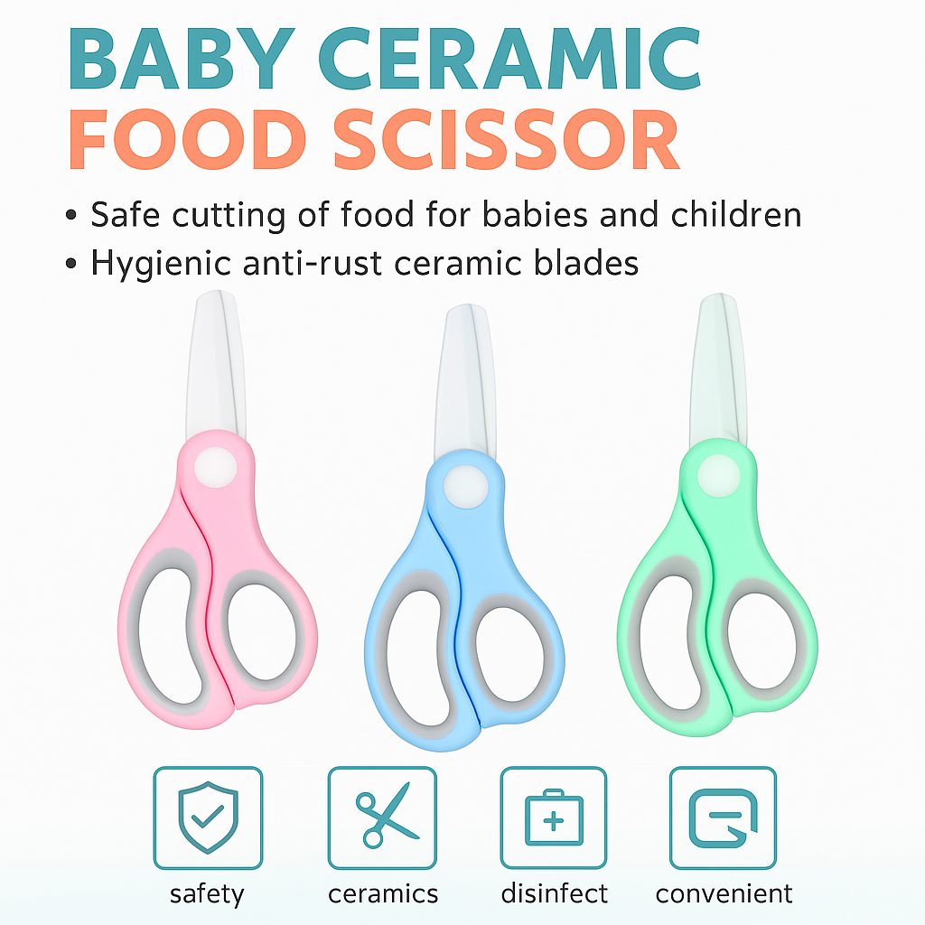 Baby Ceramic Food Scissor Cutter Safe Shears Anti-Rust Toddlers Gunting ...