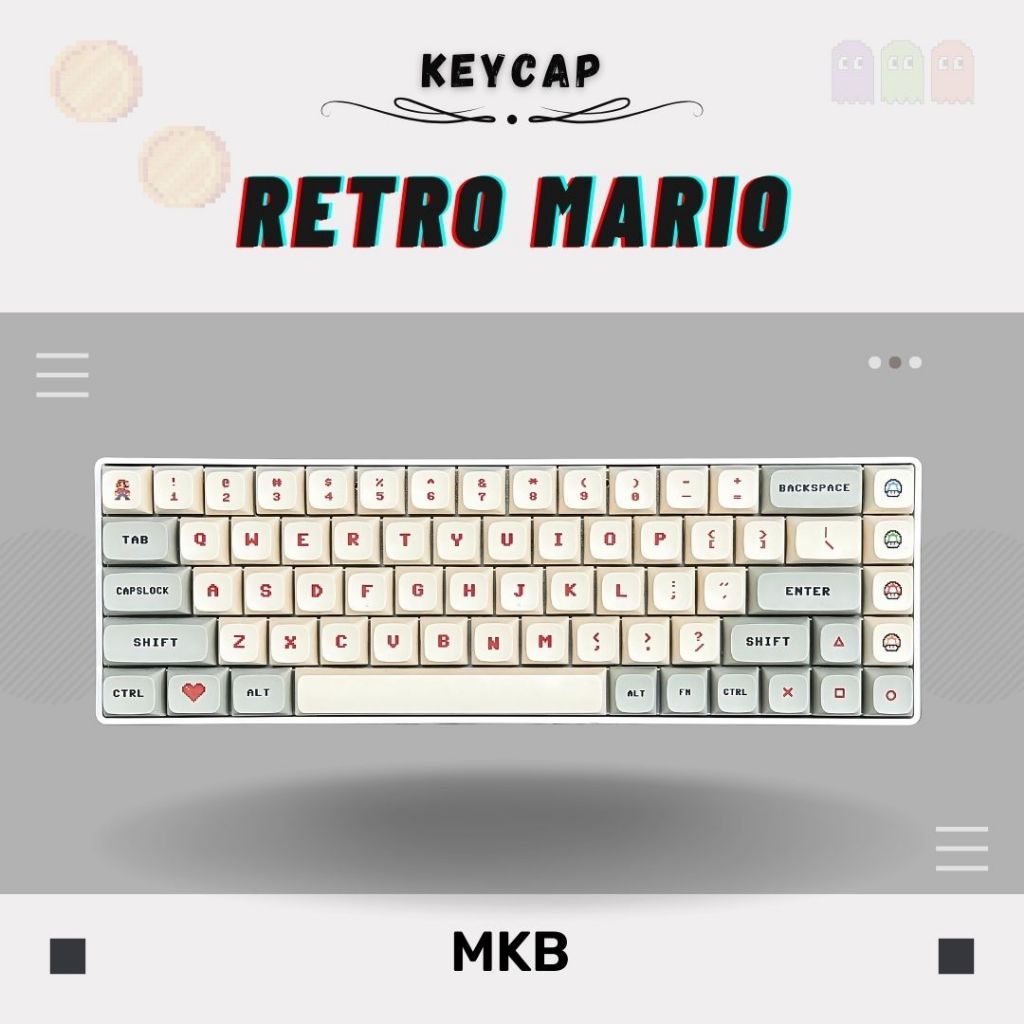 MKB Retro Mario Pixel Gaming PBT XDA Profile Keycap Set for Mechanical ...