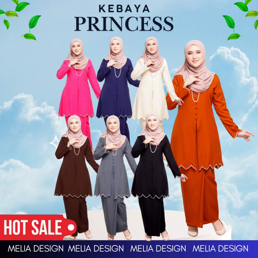 KEBAYA PRINCESS BY MELIA DESIGN SULAM BIKU PLAIN COTTON SILK PREMIUM ...