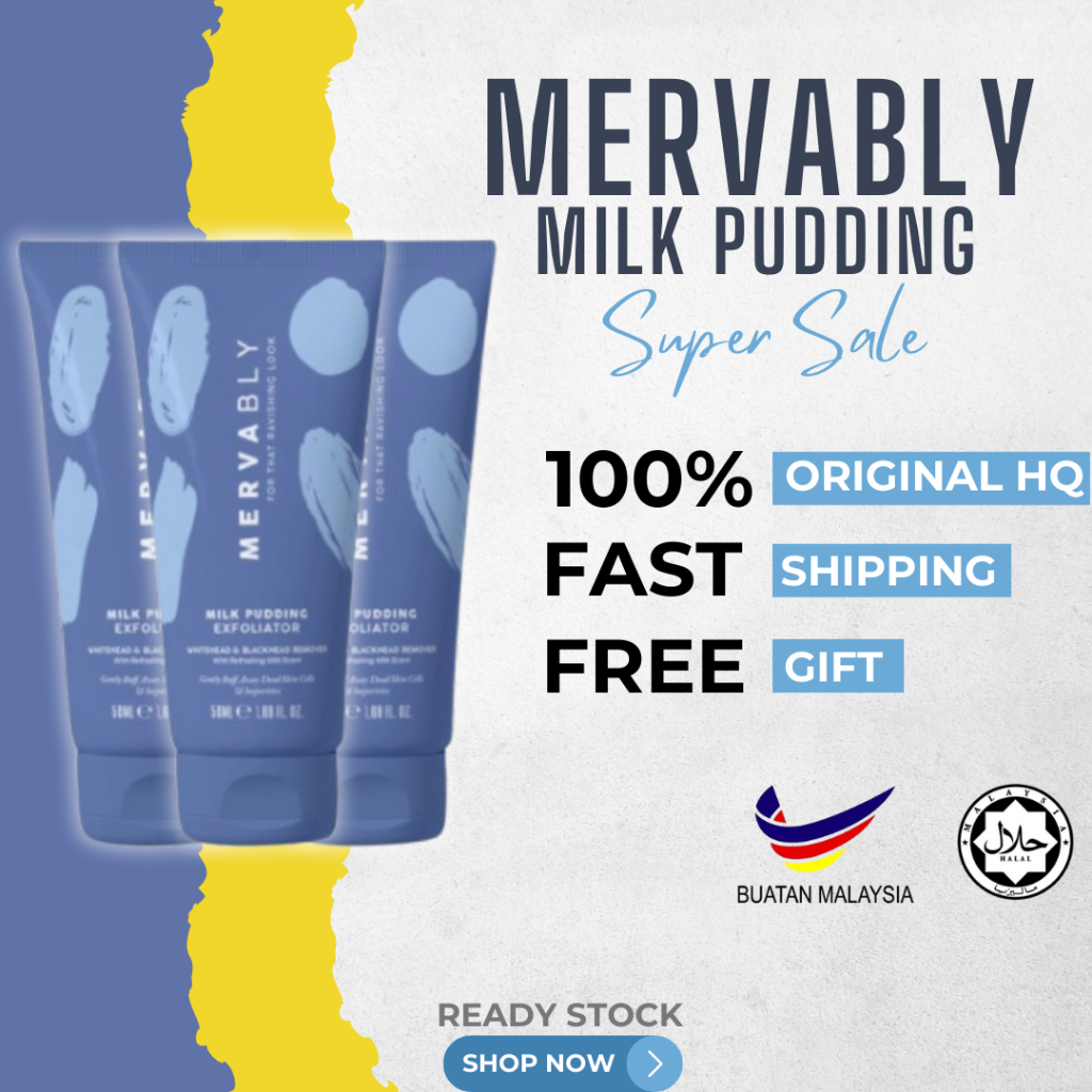 [READY STOCK] MERVABLY MILK PUDDING SCRUB MUKA TAK KASAR WHITEHEAD ...