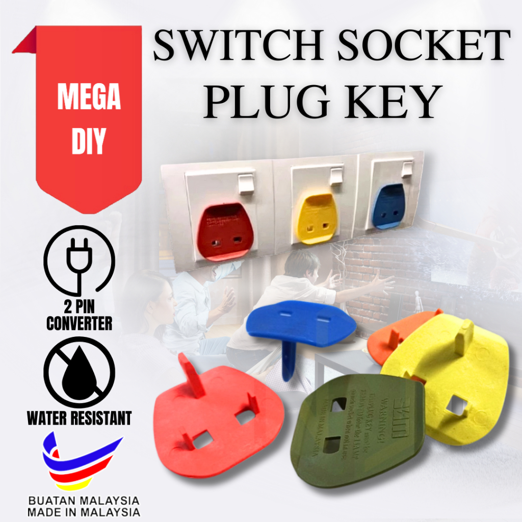 [1PCS] LOCAL 3 Pin Converter Plastic Safety Plug Key With Hole Electric ...