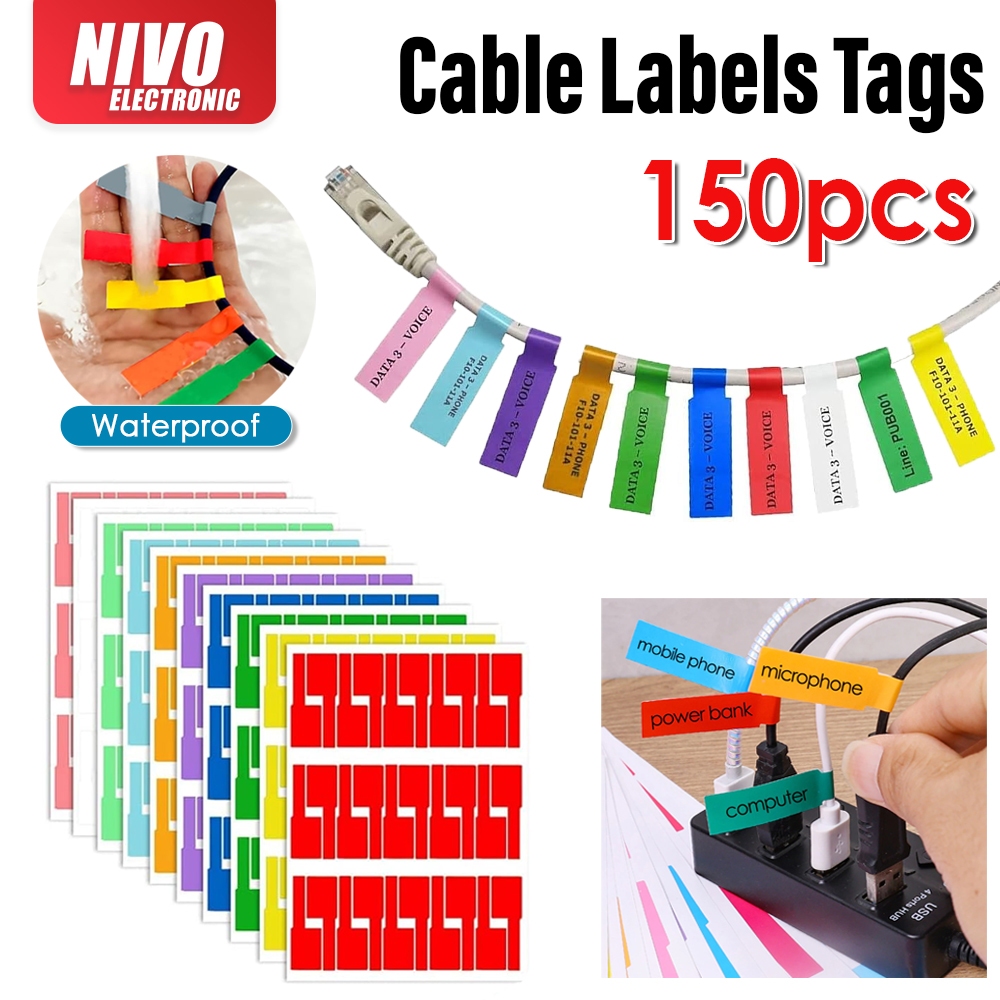 150Pcs (5 Sheet) Cable Labels Tags Wire Stickers Cable Labels ...