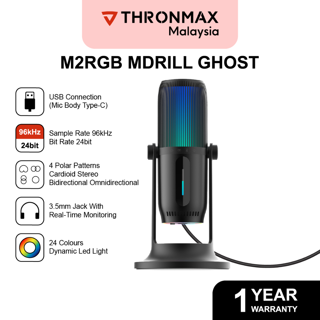 THRONMAX MDRILL GHOST RGB 24bit 96kHz 4 Patterns High-Definition Studio ...