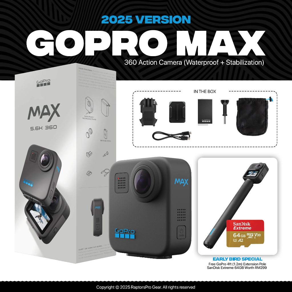 [2025 VERSION] - GoPro MAX 360 Action Camera (Waterproof + Stabilization) | Shopee Malaysia