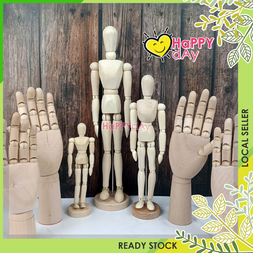 Wooden Mannequin Palm Joint Movable Joint Arm Doll Man Artist Figures ...