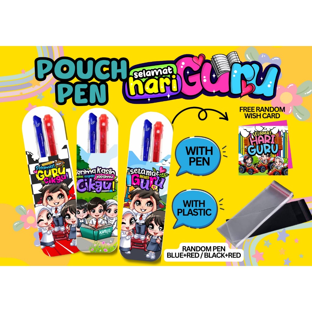 HADIAH HARI GURU POUCH PEN / BOOKMARK PEN / FREE KAD UCAPAN | Shopee Malaysia