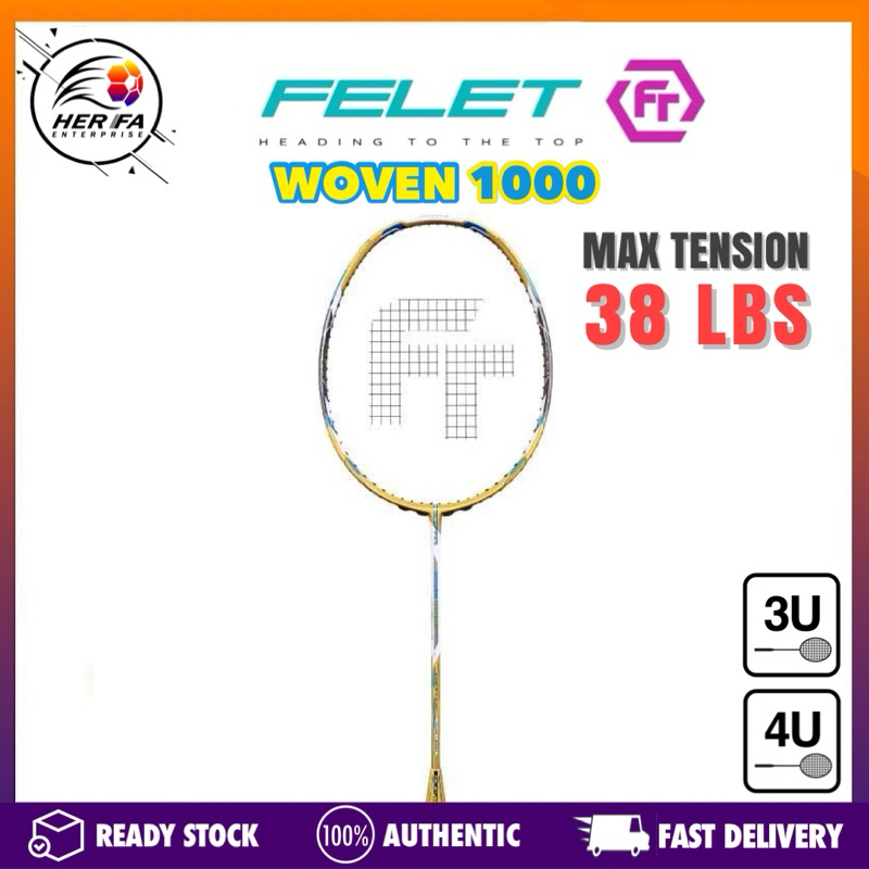 FELET Woven 1000 3U & 4U Professional Badminton Racket Max Tension ...