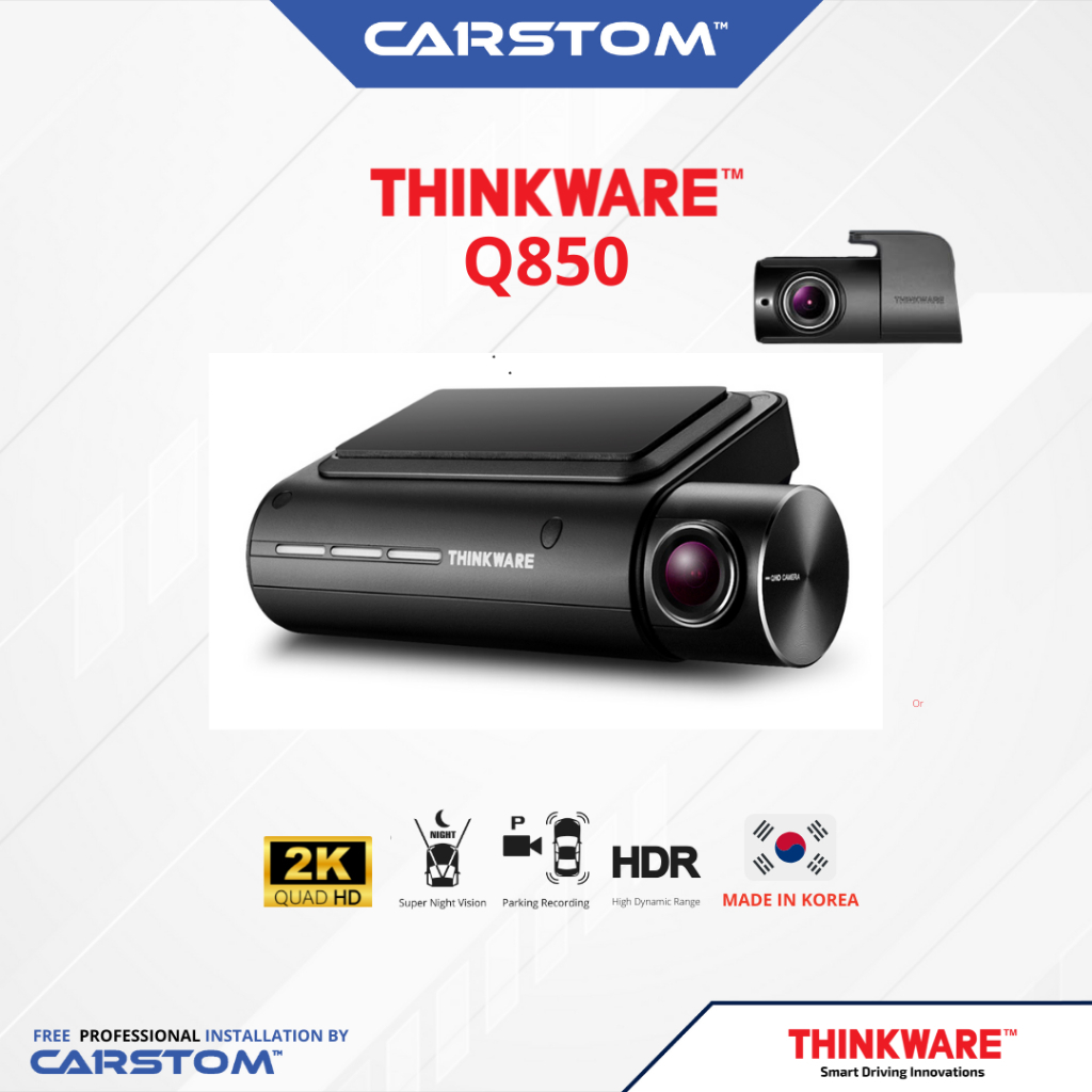 Thinkware Q850 2-CH 2k QHD Front/Back 1080p FHD Car Dashcam with 64GB ...
