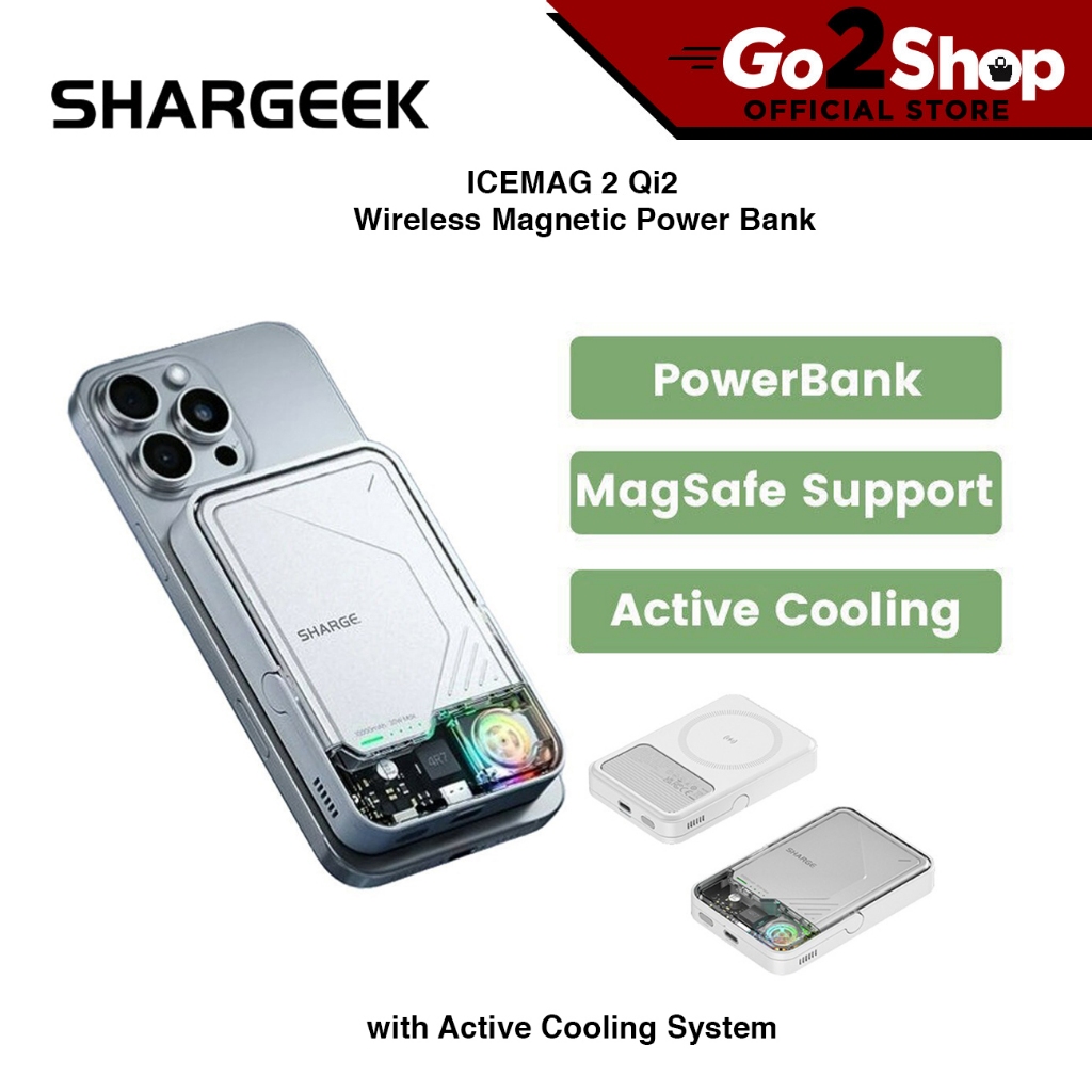 Shargeek ICEMAG 2 Qi2 Wireless Magnetic Power Bank 10,000mAh 30W Max with Active Cooling System ...