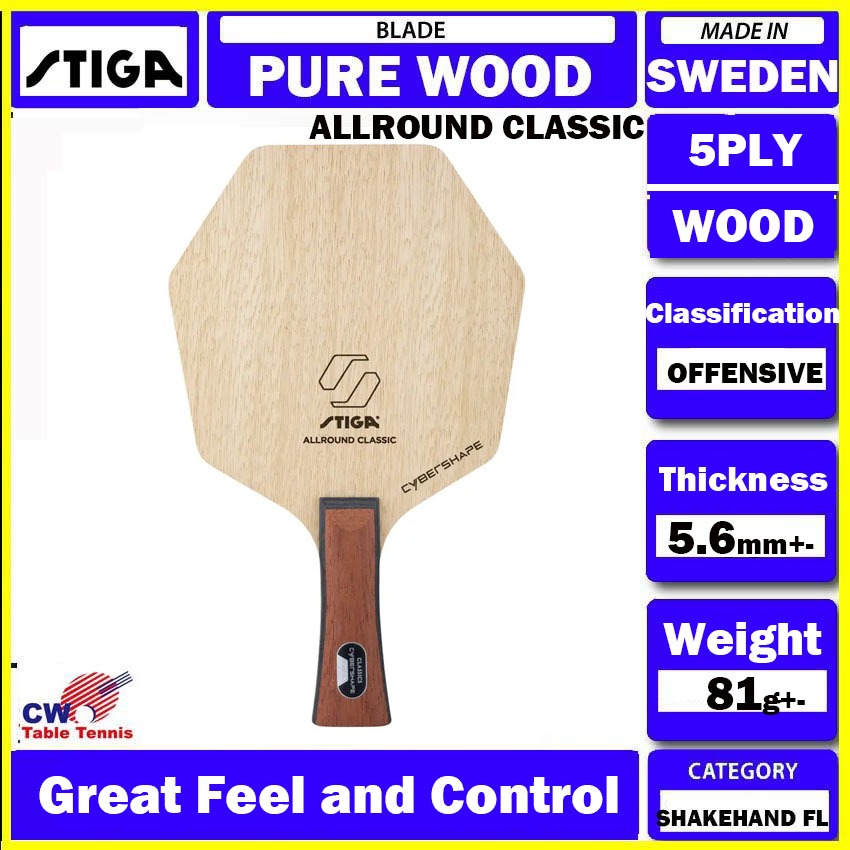 STIGA Cybershape Allround Classic Table Tennis Blade, Wood Blade for ...