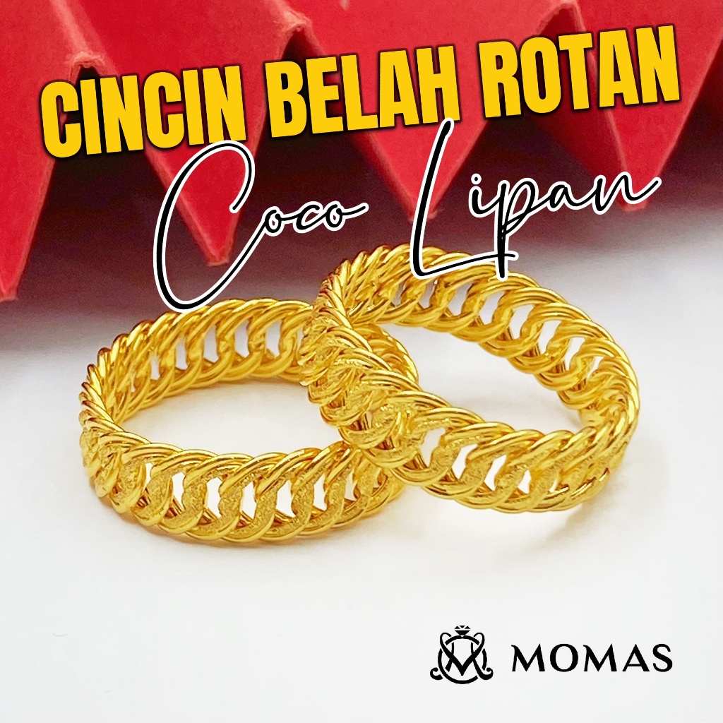 Cincin Belah Rotan Coco Lipan Emas 916 Original Cincin Belah Rotan Emas ...