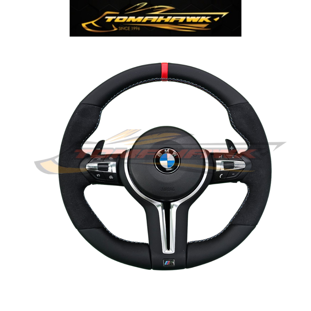 BMW F10 F30 LEATHER ALCANTARA STEERING RED STRIP BMW LEATHER STEERING ...