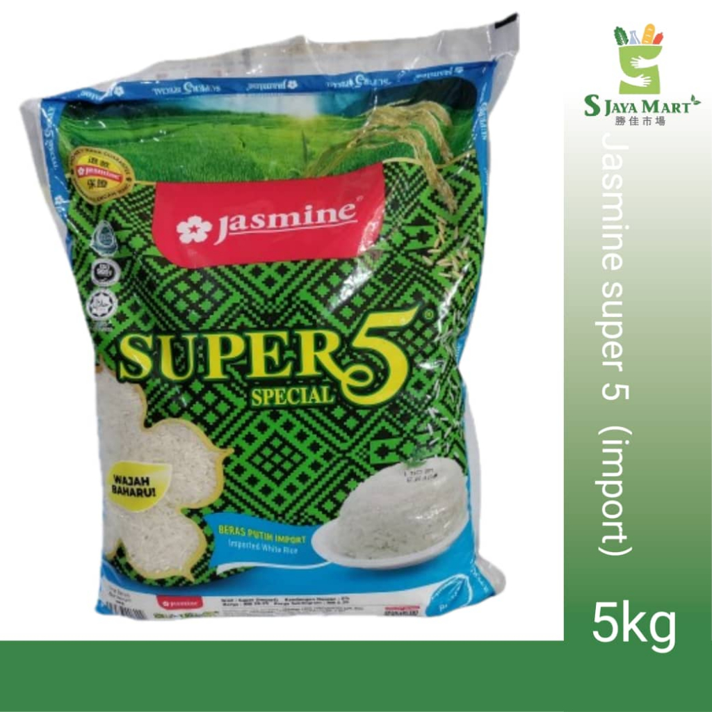 100% ORIGINAL Jasmine Super 5 Import Rice 5kg | Shopee Malaysia