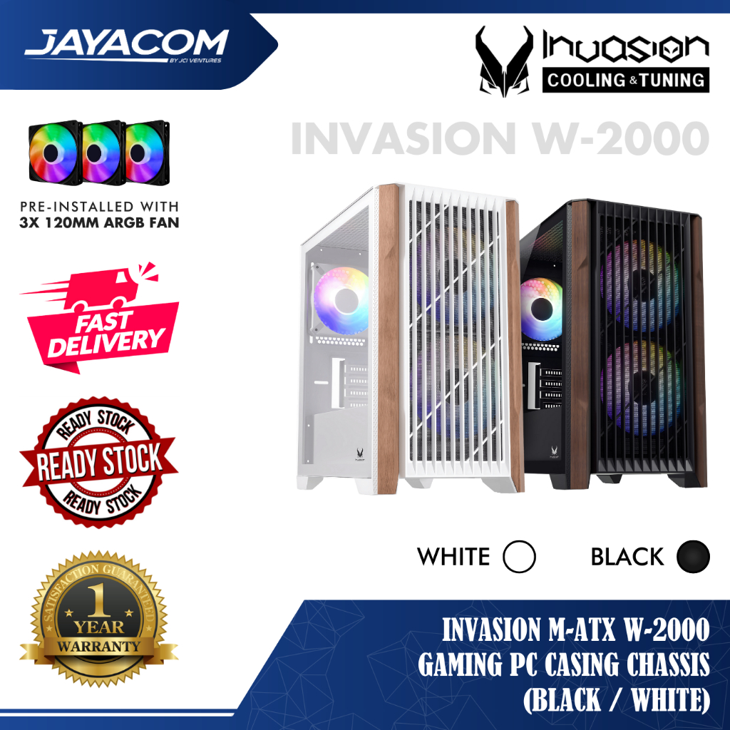 Invasion M-ATX W-2000 Gaming PC Casing Chassis – Black / White (Free 3x ...