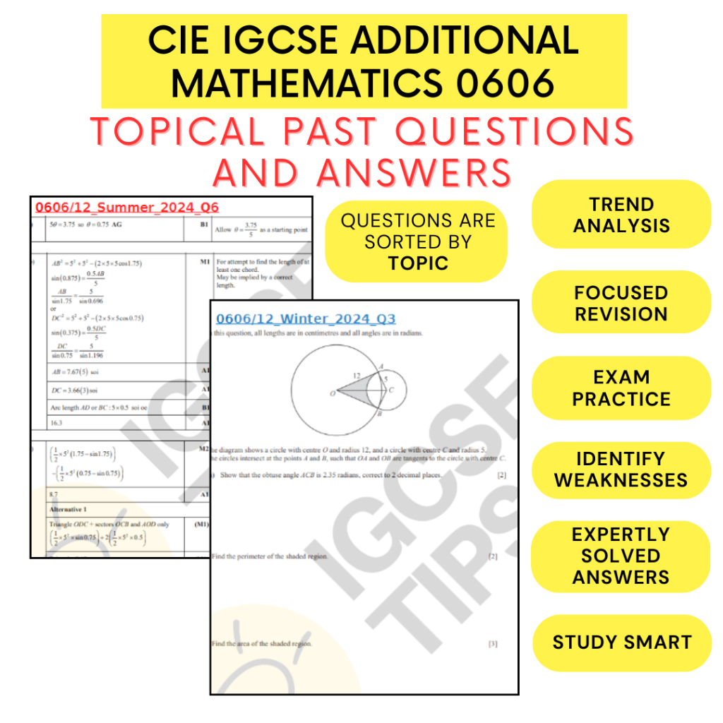 Cambridge IGCSE Additional Mathematics 0606 Topical Past Questions ...