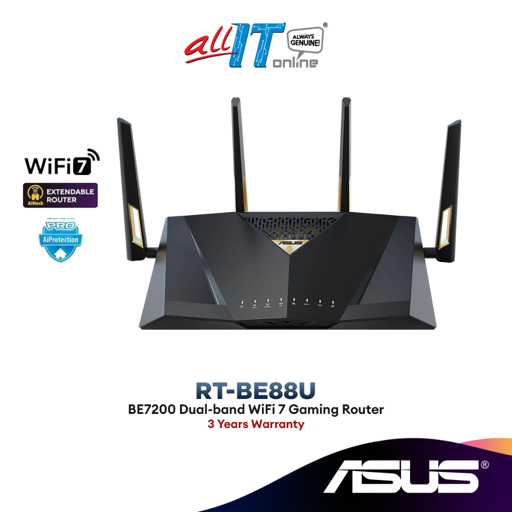 Asus Extendable BE7200 Dual Band Wifi 7 RT-BE88U Gaming Router | Shopee ...
