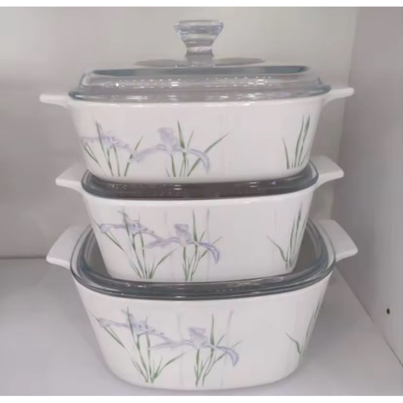 Corningware 6 Pcs Squaresize 3L/1.5L/1L/ Casserole Set With Glass Cover ...