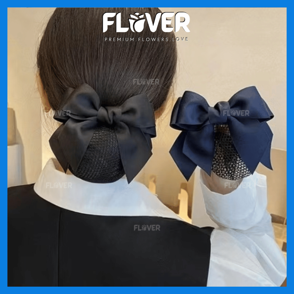 [1pcs] Ribbon Hair Net with Clip | Hair Ribbon Bunny Tail Shape | Big ...