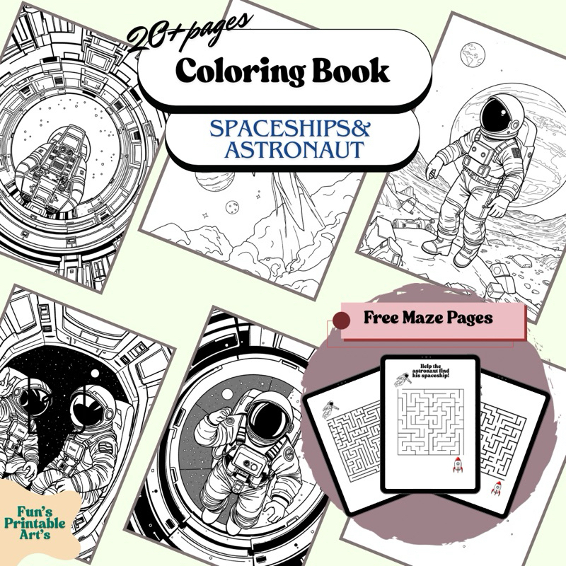 [PDF FILE] Coloring book astronaut& spaceships FREE maze pages suitbale ...
