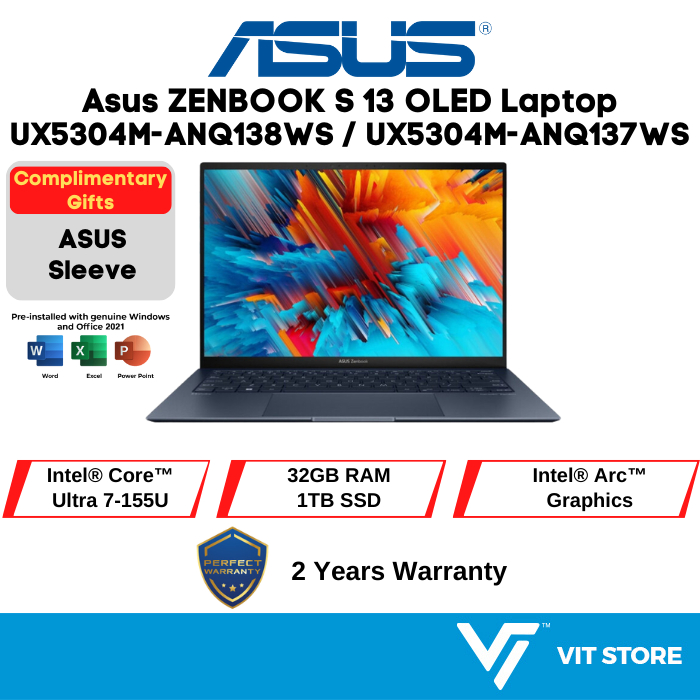 Laptop ASUS ZENBOOK S 13 OLED UX5304M-ANQ138WS BIRU / UX5304M-ANQ137WS ...