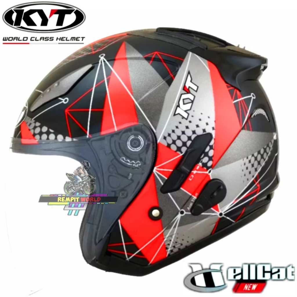 HELMET KYT HELLCAT MATRIX MATT RED OPEN FACE HELMET 100%ORIGINAL KYT ...