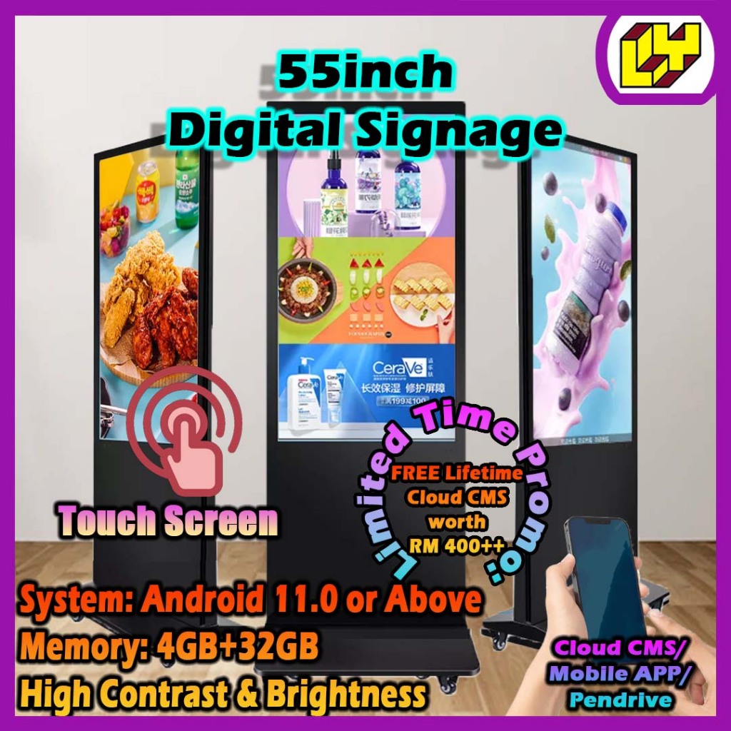 LY VISION 55 Inch Digital Signage Floor Standee Advertising LCD Display ...