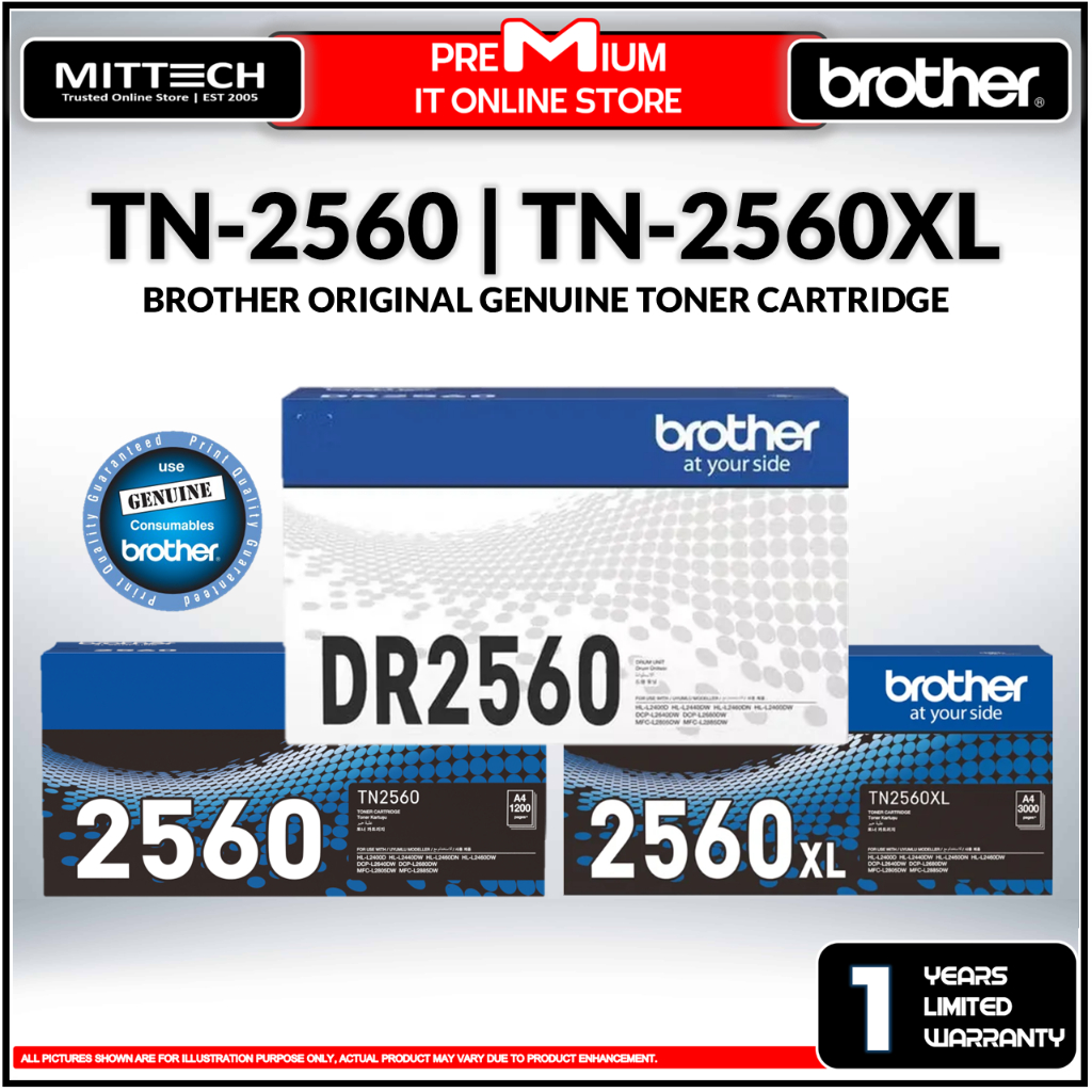 Brother Original Toner Cartridge TN-2560 DRUM DR-2560 For HL-L2460DW ...