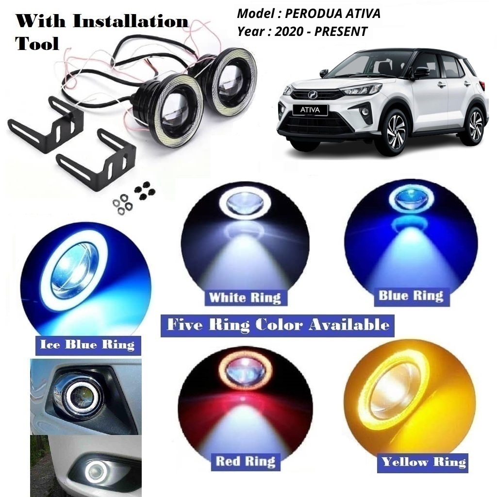 Car Perodua Ativa Angel Eye Fog Lamp Led Light Halo Ring Spotlight Cob ...